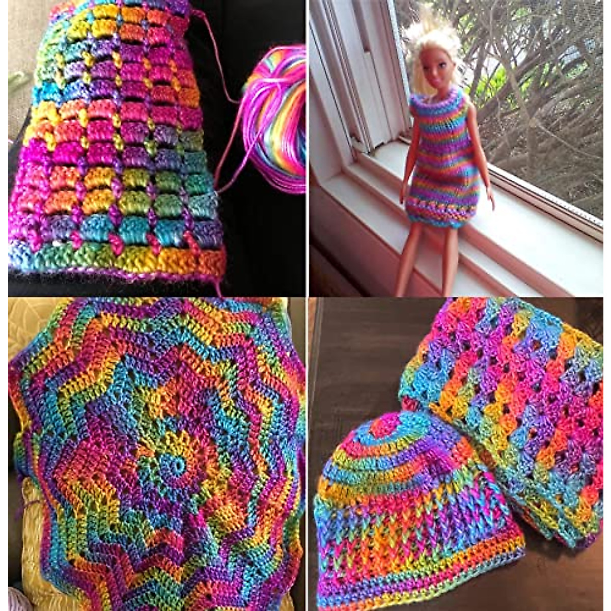 Ice Yarns Picasso Rainbow (3-Piece Pack) Blue, Purple, Green, Yellow, Orange, Pink Fuzzy with Subtle Sheen Yarn 44% Acrylic, 56% Polyester (3x1.76 Oz),(3x125 yds)