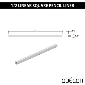 Questech Decor Tile Trim, 1/2 x 12 Inch Linear Flat Pencil Tile Edge Trim Cap, Decorative Shower Tile Liner, Kitchen Tile Border Backsplash Trim, Gray Polished, 6 Pack