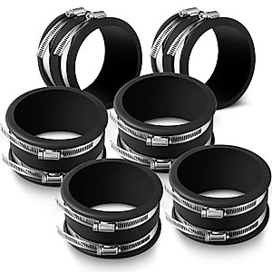 Minatee Dust Control Flex Cuffs with Stainless Steel Hose Clamps, Flexible PVC Coupling for Plastic and Copper Plumbing Connections, Connector Ports Dust Collection Fittings(4 Inch, 6 Pcs)