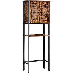 HOOBRO Over The Toilet Storage Cabinet, Bathroom Space Saver with Louver Door, Industrial Bathroom Cabinet Over Toilet, Easy to Assemble, Stable, Rustic Brown BF43TS01