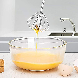 KUFUNG Hand Push Egg Whisk, Stainless Steel Whisk Blender for Home, Versatile Tool for Egg Beater, Milk Frother, Hand Push Mixer Stirrer, for Blending, Whisking, Beating & Stirring (12 inch, Silver)