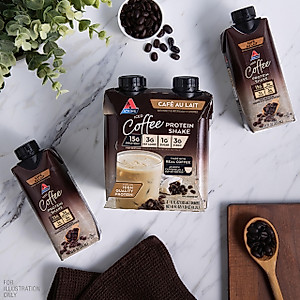 Atkins Café au Lait Iced Coffee Protein Shake, 15g Protein, Low Glycemic, 3g Net Carb, 1g Sugar, Keto Friendly, 12 Count