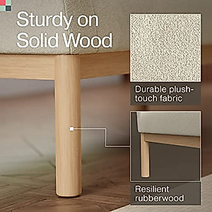 Mid-Century Curved Back Loveseat Sofa - 57.5" - Luxury and Comfortable Home Decor for Offices, Living Rooms, and Bedrooms - Solid Wood Legs and Breathable Fabric Cushions (Ivory)