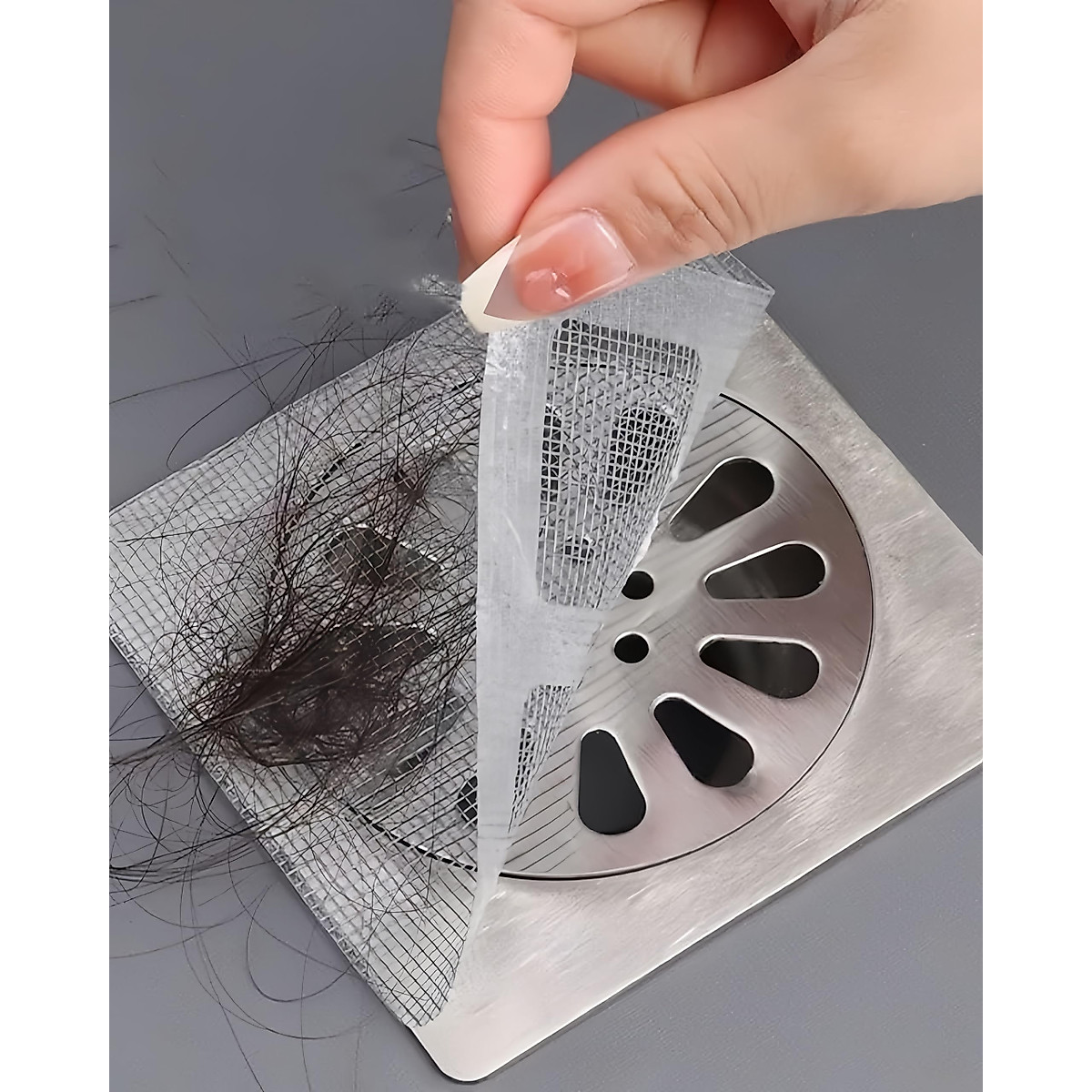 Disposable Shower Drain Hair Catcher, Shower Drain Mesh Stickers, Floor Drain Sticker, Sewer Hair Blocking Stickers Hair Strainer for Bathroom, Laundry, Bathtub, Kitchen, Sink. 30 PCS.