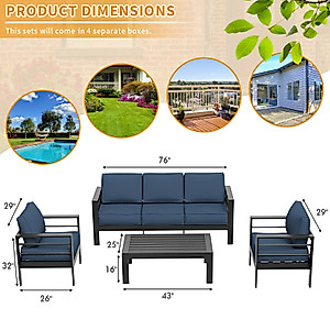 VONZOY Aluminum Patio Furniture Set, Metal Outdoor Furniture Set, Patio Furniture Set with Waterproof Covers