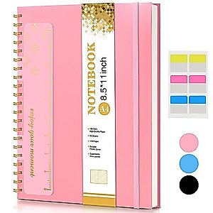 Spiral Notebook Journal 8.5” x 11”, A4 Large Pink Notebooks for Women Men, College Ruled Lined Journal, 100 GSM Paper, Plastic Hardcover Spiral Bound Journals for Work School Note Taking Business