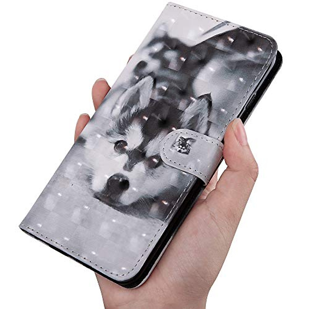 EMAXELER Huawei P40 Lite Case 3D Full Stylish Premium PU Leather Wallet Flip Shockproof Bookstyle Magnetic Protective Cover with Cards Slots Holder Stand for Huawei P40 Lite Husky BX.