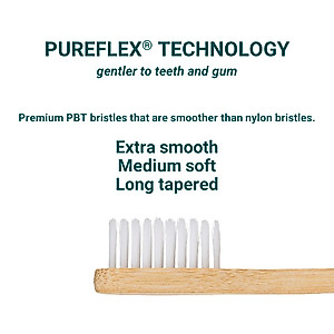 DR.NOAH Maru Bamboo Toothbrush, 6 Pack | Designed by Dentists | Waterproof & Durable Toothbrushes | Soft, Tapered, BPA Free Bristles | Compact Head | Zero Waste