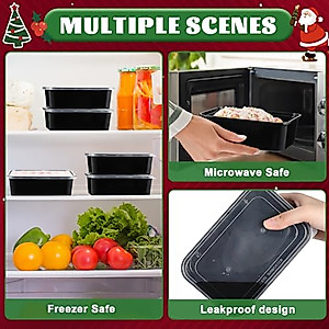 50 Pack Christmas Food Prep Containers with Lids 25 oz Meal Packaging Containers Plastic Christmas Cookie Boxes Reusable for Holiday Goodie Container or Exchange Gift Giving 10 Designs