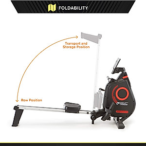 CIRCUIT FITNESS Circuit Fitness Foldable Magnetic Rowing Machine for Cardio and Body Building Exercise - Red/Bluetooth