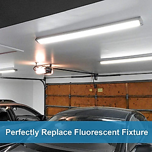 FAITHSAIL Linkable 4FT LED Wraparound Light 40W Flush Mount Garage Shop Lights, 4400lm, 4000K, 4 Foot Linear Wrap Ceiling Lighting Fixture for Workshop Office Kitchen, Fluorescent Replacement, 6 Pack