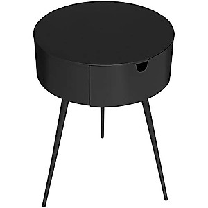 Meridian Furniture Bali Collection Modern | Contemporary Durable Metal Side Table/Nightstand, 16" W x 16" D x 23" H, Black