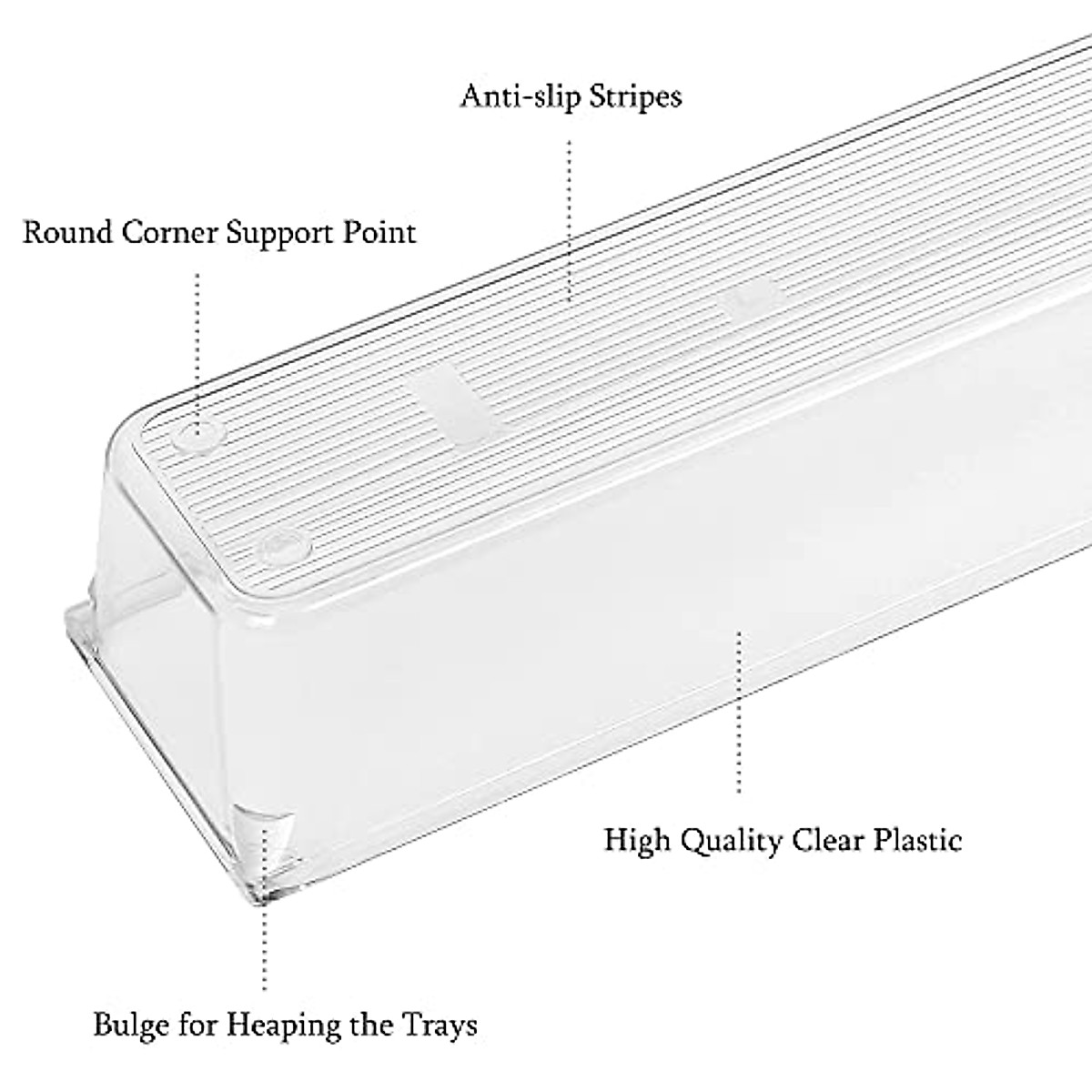 LotFancy Clear Plastic Drawer Organizers, 8 Pack, 9''×3''×2'' Storage Tray for Utensil, Cutlery in Kitchen, Bathroom, Cabinet Drawer, Makeup Vanity Bin Divider