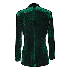 Botong Women's 2 Piece Velvet Suit Office Work Suit Notch Lapel Double Breasted Blazer Pants Business Suit Set Dark Green XL