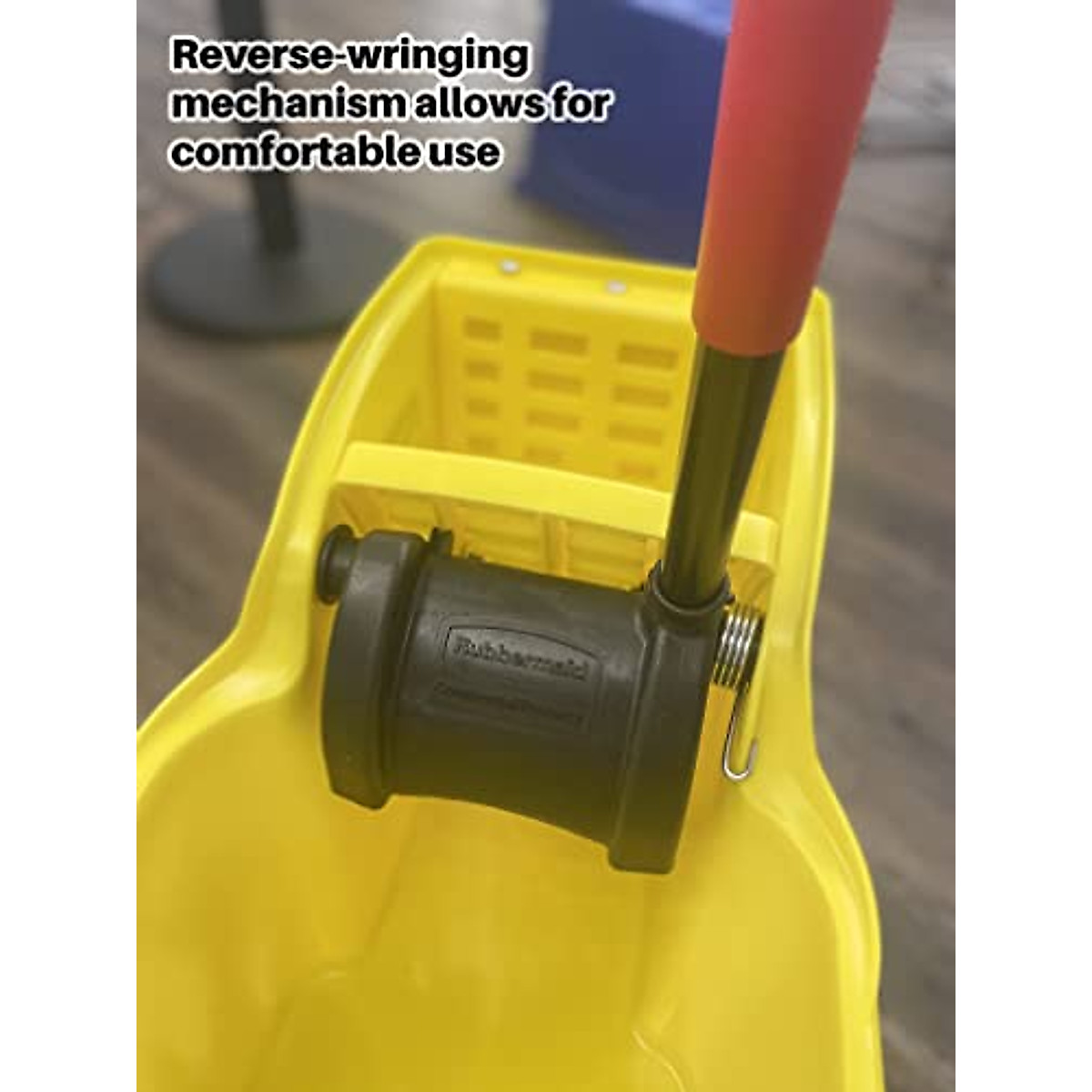 Rubbermaid Commercial Products, Mop Bucket with Wringer on Wheels, Heavy Duty All-in-One Tandem Mopping Bucket, Yellow, 31 Quart (FG738000YEL)