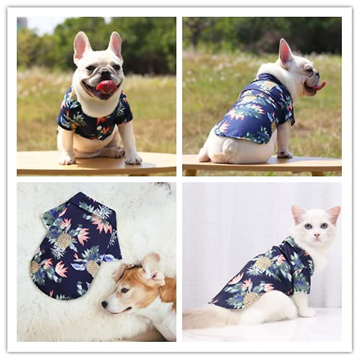 Wakeu Pet Supplies Wakeu Set of 4 Puppy Clothes for Small Dogs Boy Summer Shirt for Chihuahua Yorkies Male (E, X-Small)