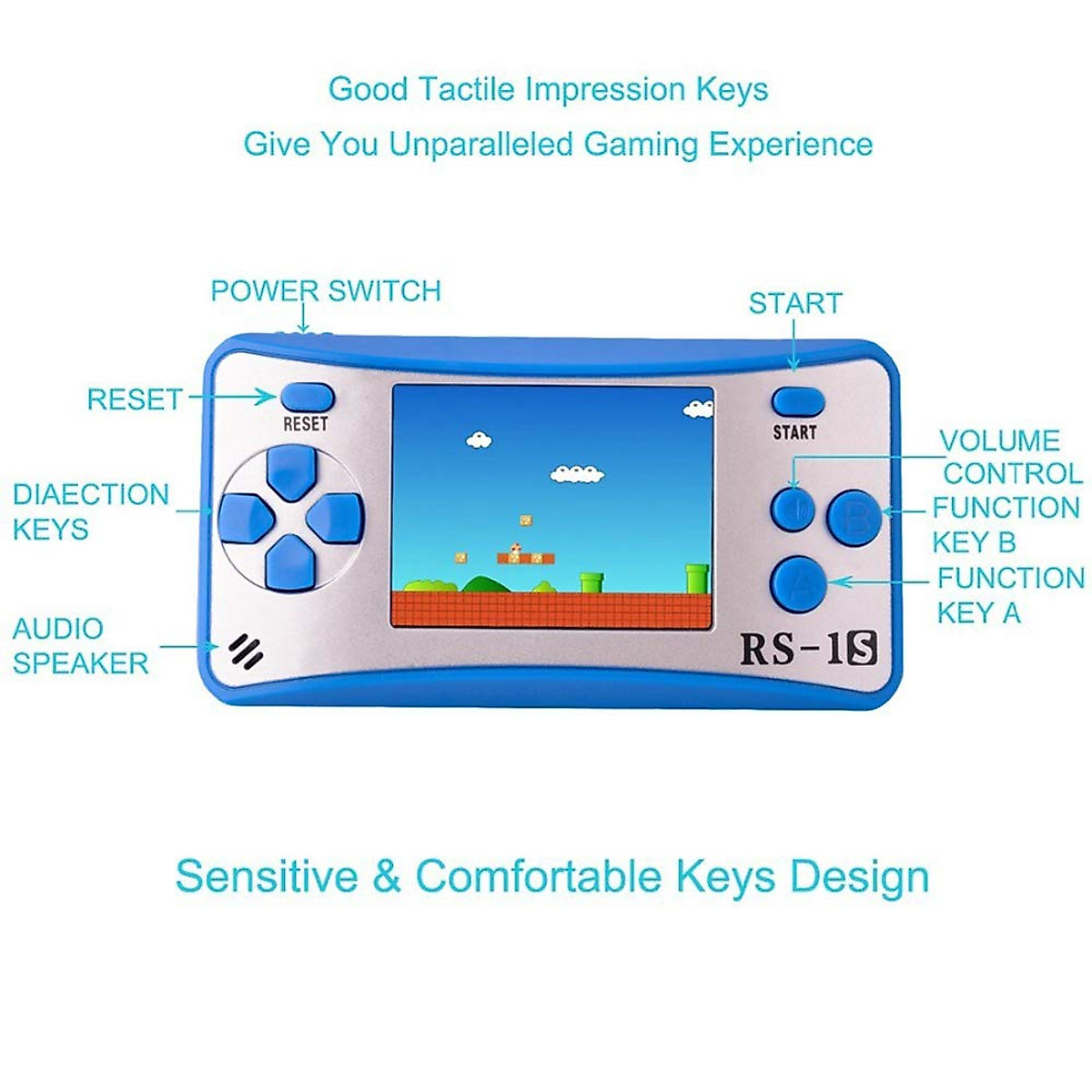 ZTING 2.5LCDD Handheld Children's Game Machine, Built-in 168 Old School Games Retro Arcade Game Player Boy Birthday Gift,Blue