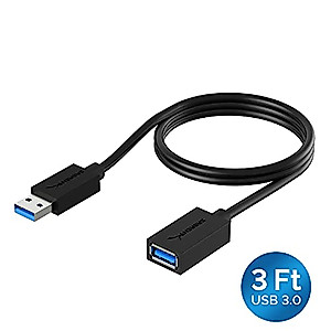 SABRENT 22AWG USB 3.0 Extension Cable A Male to A Female [Black] 3 Feet (CB-3030)