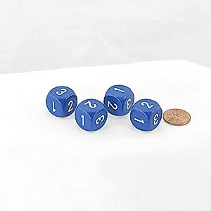 Wondertrail Blue Opaque Dice with White Numbers D3 (D6 1-3 Twice) 16mm (5/8in) Pack of 4