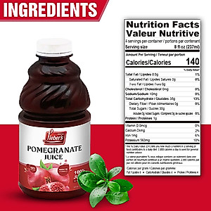 Lieber’s Pomegranate Juice – 32fl oz Pure and Natural Pomegranate Fruit Juice – No Added Sugar or Preservatives – Natural Juice Rich in Vitamin C and Antioxidants – Refreshing and Tasty