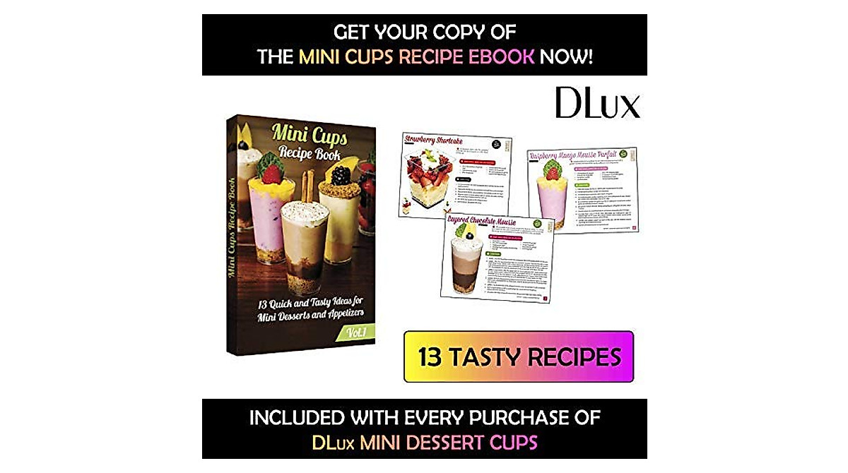 DLux 100 Mini Dessert Cups with Spoons - Elegant & Reusable