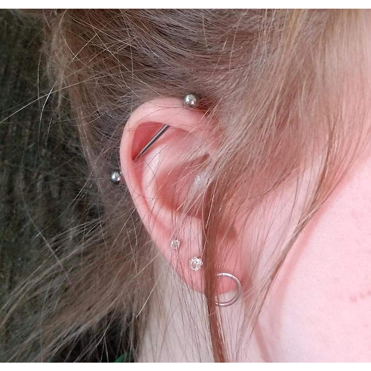 FIFTH CUE 316L Surgical Implant Grade Basic Steel Industrial Barbell (14G - 2" (51mm) - 5mm Balls)