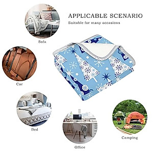 DreamBay Throw Blanket for Couch Sofa Bed Blue Christmas Tree Pattern Lightweight Blankets for Home Office Camping Travel Cozy Blanket 50x60 inches Washable