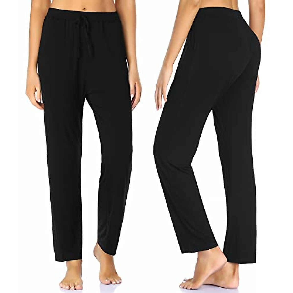 ASIMOON Sweatpants for Women Comfy Wide Leg Yoga Pants with Pockets Stretch High Waist Loose Lounge Jogging Pants