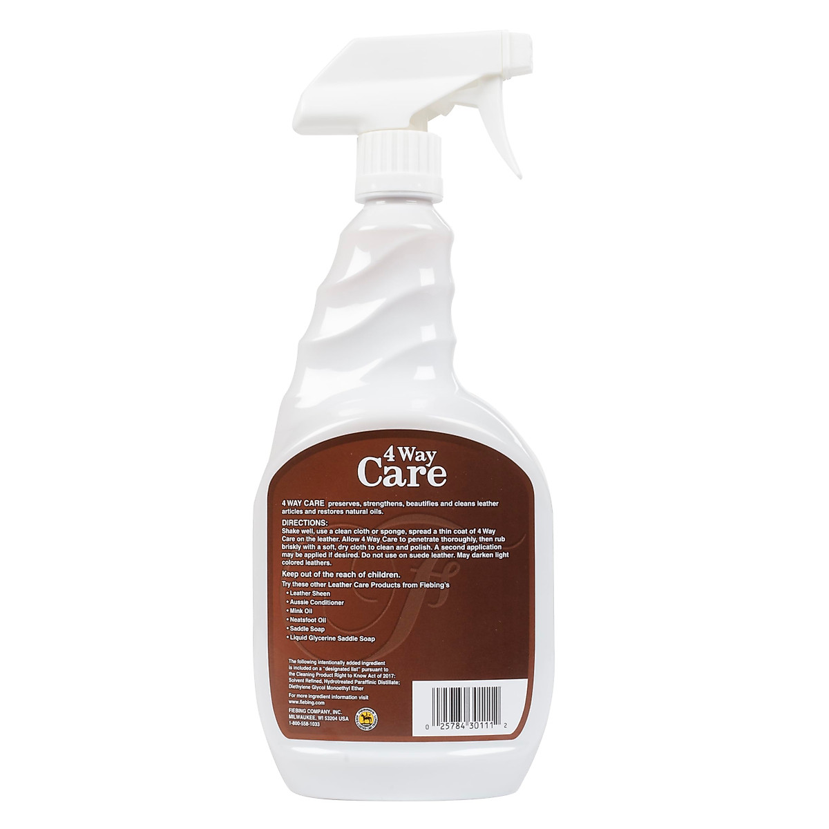 Fiebing's 4 Way Care Leather Conditioner 32oz spray for furniture, saddles, automobile upholstery, boots, shoes, handbags, etc