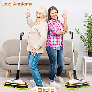 ELICTO ES530 - Electronic Dual Spin Mop and Polisher - Water Spray - Adjustable Height - LED - Reusable Microfiber Pads - All Hard Surfaces - New IMPROVEMENTS 2022