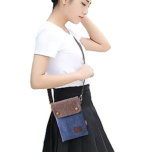 WITERY Small Crossbody Bags for Teen Girl - Handmade Cute Canvas Cross Body Phone Purse Cloth Pouch with Adjustable Shoulder Strap, Mini Women Travel Cell Phone Purse Wallet