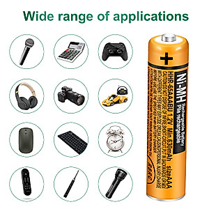6 Pack HHR-65AAABU NI-MH Rechargeable Batteries 1.2V 630mAh AAA Battery for Panasonic Cordless Telephone Batteries