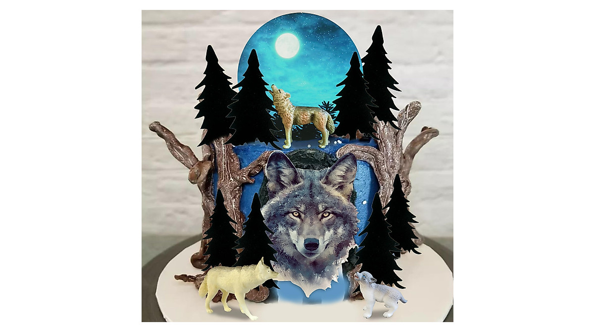 Wolf Cake Topper Set for Parties - 13 PCS Decor