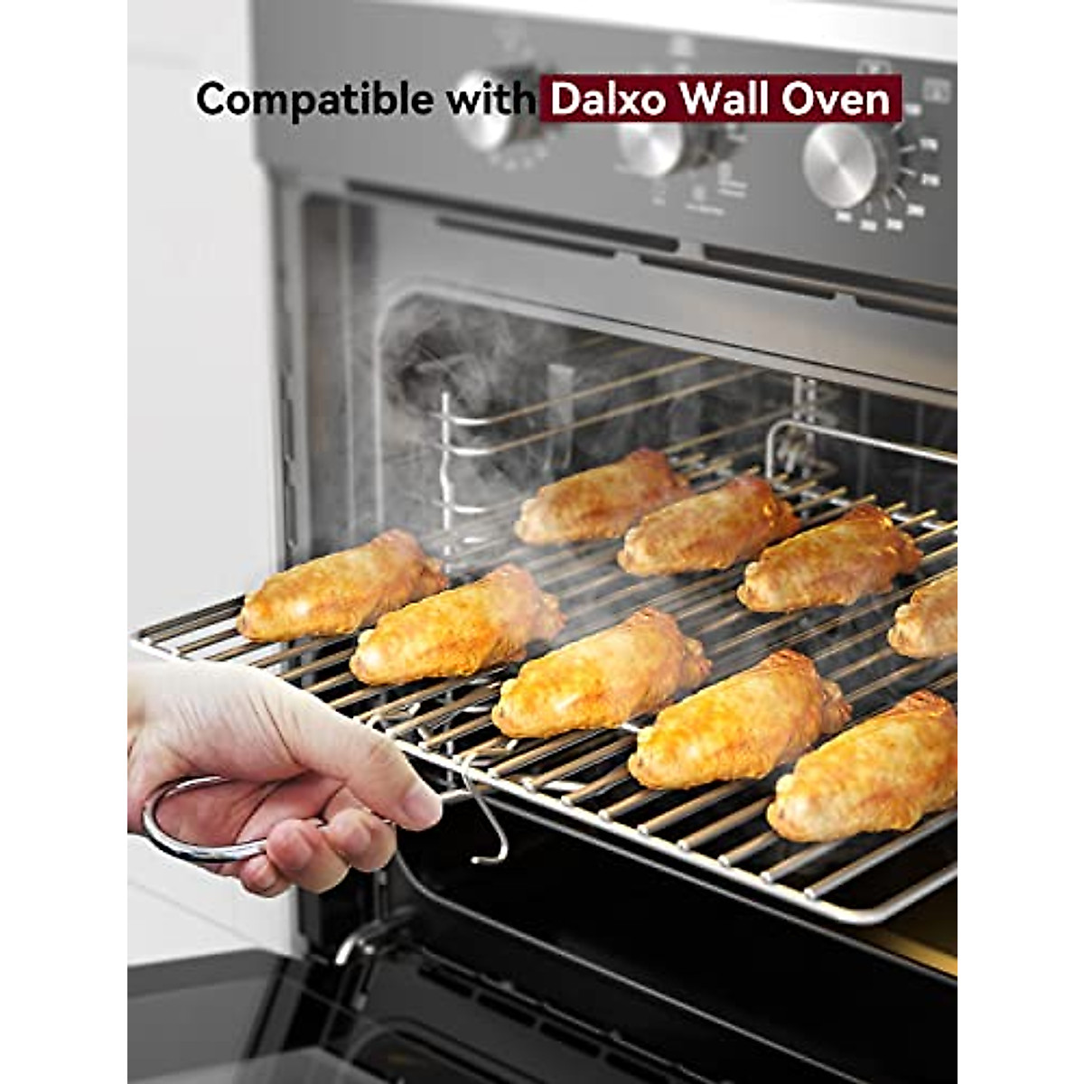 Cooling Rack for Baking and Cooking, Stainless Steel Wire Baking Oven Rack, Sturdy Oven Safe Baking Rack, 17.7"L*14.17"W Fits Chicken Wing, Jelly Roll, Cookies (Compatible with Dalxo Wall Oven)