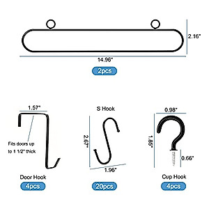 Mukkum Hat Rack for Wall Baseball Cap Organizer Hanger with 20 Hooks Modern Metal Hat Holder Wall-Mounted Caps Display for Closet Door Bedroom Entryway Laundry, Set of 2, Black