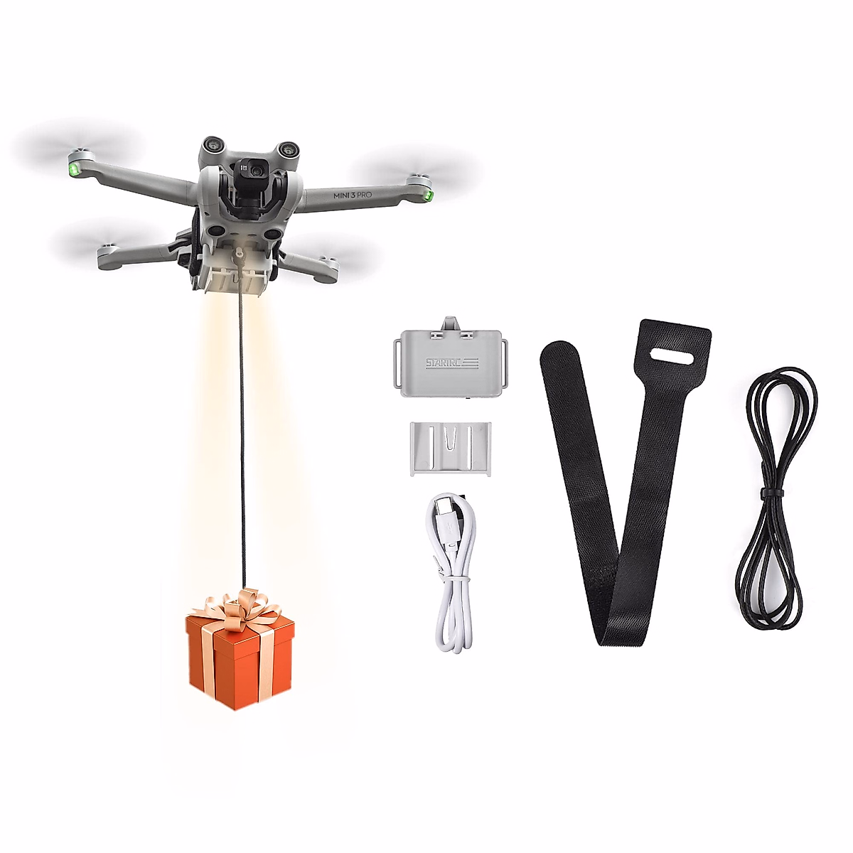 FLYDrone Drone Airdrop System for DJI Mini 4K/Mini 4 Pro/Mini 3 Pro/Mini 3/Mini SE/Mini 2/Mini 2 SE Accessories, Payload/Delivery/Transport Drop Release Device for DJI Mini Series Drone