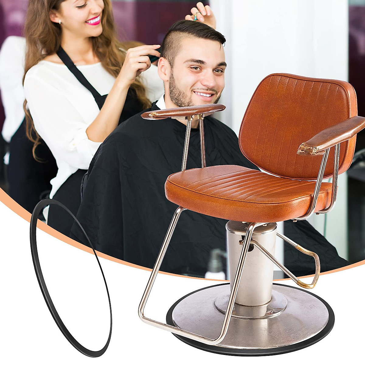 Noverlife 22.8 inch/ 58cm Salon Equipment Floor Protective Rubber, Barber Salon Styling Chair Hydraulic Base Ring Gasket for Protecting Tile Floor Wood Floor, Preventing Hair from Hiding