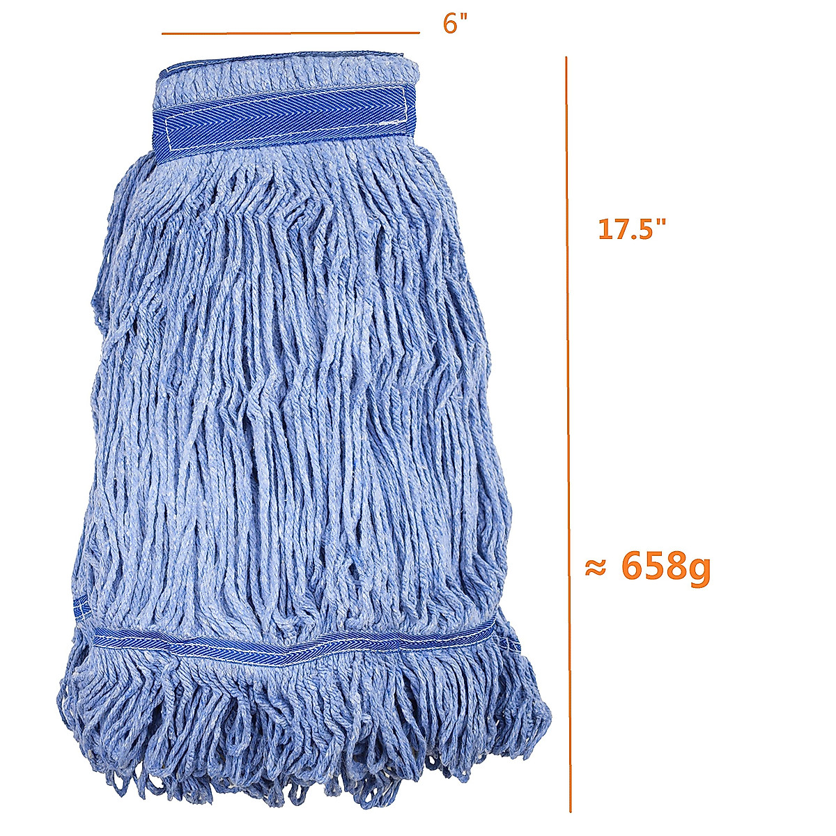 Mop Head Replacement Commercial Heavy Duty String Blue Wet Mop Heads for 3 Typs Commercial Mop Handle(3,Large)