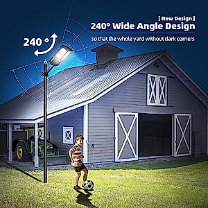 Baiston Solar Street Lights Outdoor - 6000K 10000LM Waterproof LED Street Light Dusk to Dawn,High Brightness Led Street Lighting Solar Powered with Motion Sensor for Parking Lot, Yard,400W