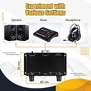 TNP Mini Mixer Audio - Compact 2 Channel Stereo Mixer, Black, Easy Control, Portable, Compatible with 6.35mm Dynamic Microphones & RCA Stereo Output