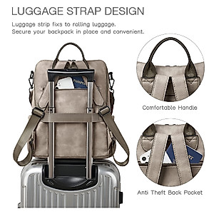 Shrrie Backpack Purse for Women Leather Backpack Fashion Designer Travel Backpack Convertible Shoulder Bag