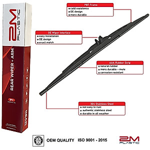 2M PLASTIC Rear Wiper Arm Blade Factory OEM Style Replacement For VOLVO V60 2015-2016