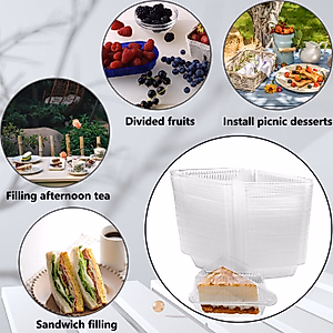 100 Pieces Cake Slice Plastic Containers, 5 Inches Hinged Lid Cheese cake Container, for Home, Bakery and Cafe