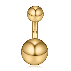 Ruifan 3PCS 14G 6mm 1/4 Inch 316L Surgical Steel CZ Short Belly Earring Navel Button Rings Set - Gold