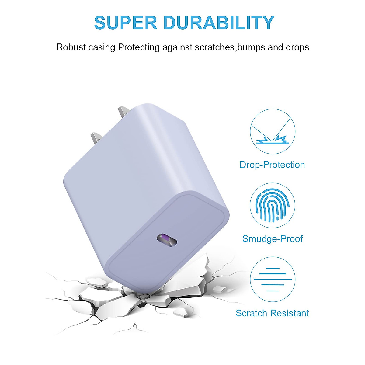 [3 Pack] USB C Wall Charger, iPhone Charger Block 20W PD Power Adapter Compatible iPhone 15/15Pro/15Pro Max/15Plus/14 13 12 11 Pro Max/Pro/Mini/Xs/XR/X, iPad Pro/Mini - Purple