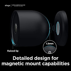 elago Silicone Cover Compatible with Google Nest Cam Outdoor or Indoor (Battery) - Magnetic Mount Cover Included, All Weather Protection, Easy Installation [Black]