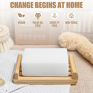 Tieralia Handcrafted Dish Bar Soap - Plant-Based, Zero Waste, Vegan Soap, Unscented Soap, Dish Soap - 5.64oz (Dish Bar and Tray)