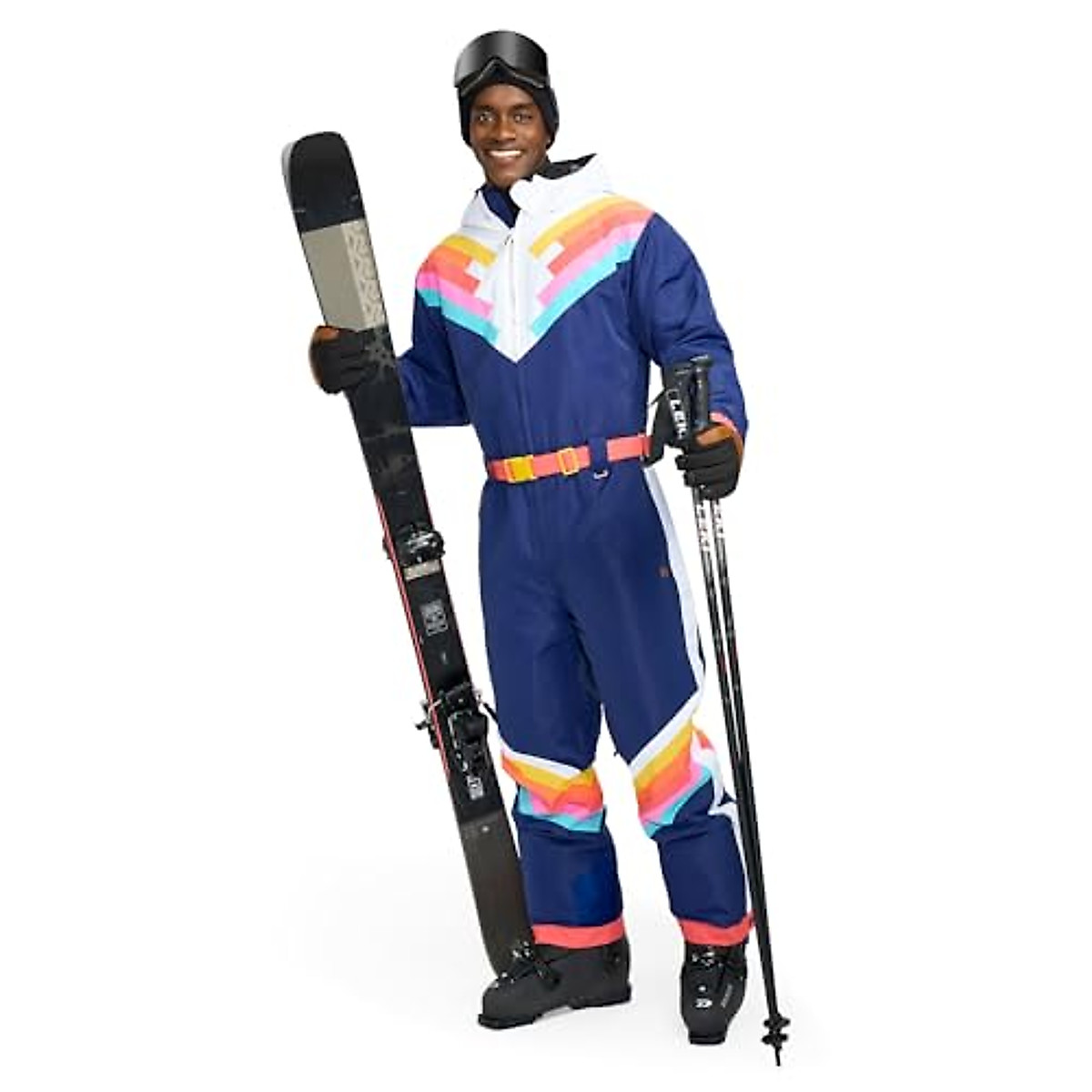 Tipsy Elves Men's Blue and White Santa Fe Shredder Ski Suit from Size X-Large