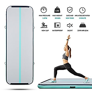 CANWAY Air Tumble Track Inflatable Gymnastics Mat 10ft/13ft/16ft/20ft Gymnastics Training Mat with Electric Air Pump for Home/Outdoor/Gym/Cheerleading/Yoga