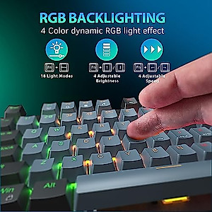 Mechanical Gaming Keyboard, 98 Keys RGB Backlit Keyboard with Detachable Type-C Cable, Double Shot Floating Keycaps, Blue Switch Full Anti-Ghost Wired Computer Keyboard for Windows PC Mac Xbox Gamer